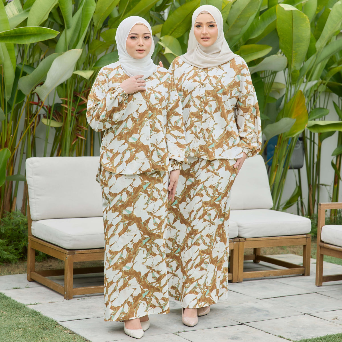 Aisul Tapered Kurung Set - Brown Marble – YOUWEARMODESTY