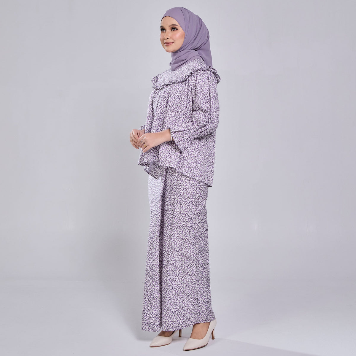 Shamra 2.0 Kurung Set - Lilac Floral – YOUWEARMODESTY