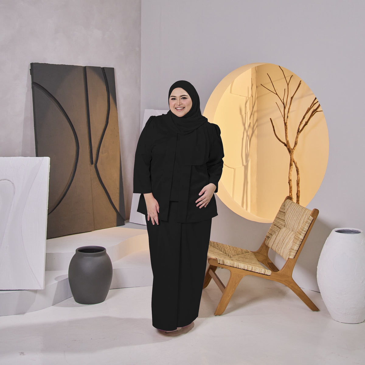 Randa 2.0 Pleated Kurung Set - Black – YOUWEARMODESTY