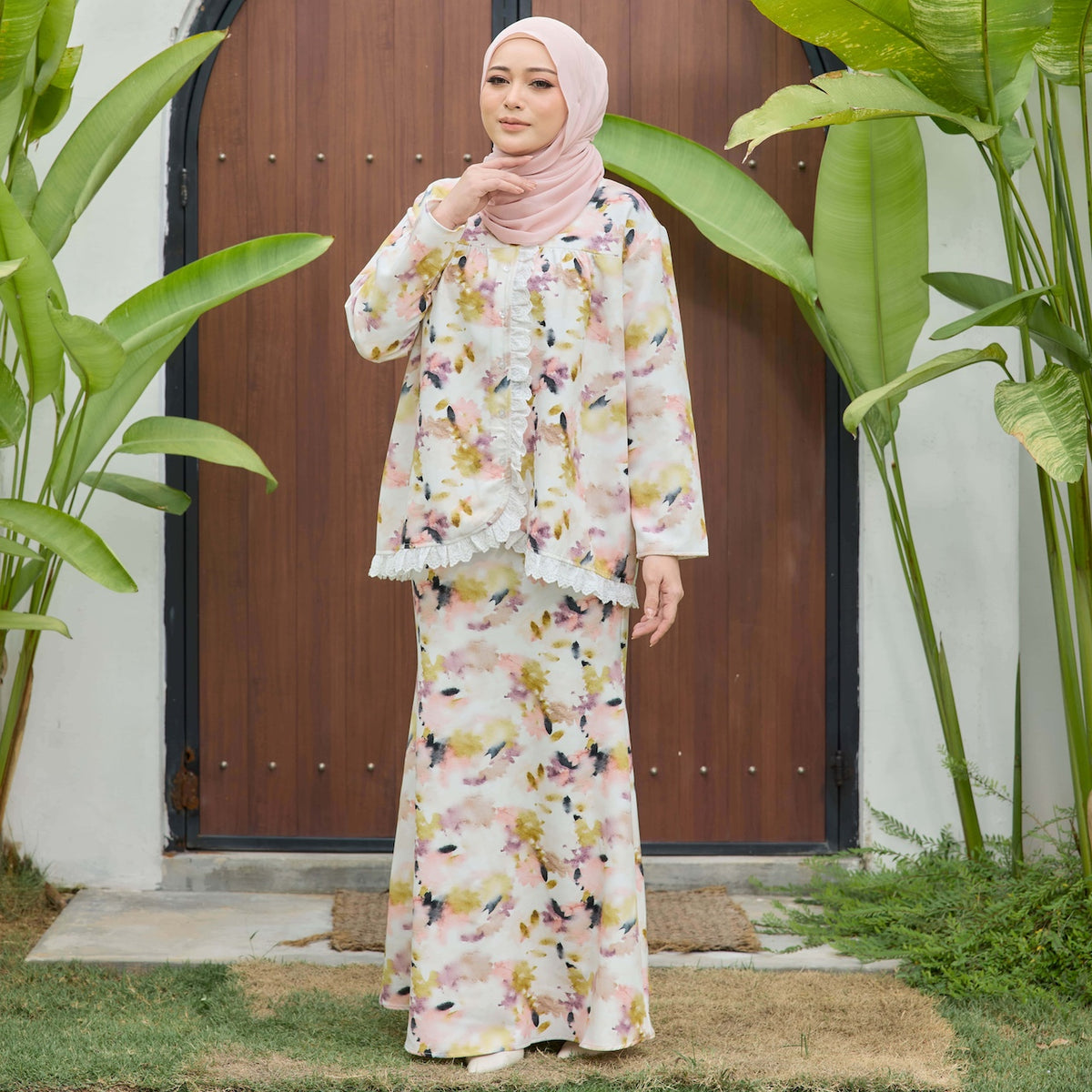 Karima Mermaid Kurung Set - Water Floral – YOUWEARMODESTY