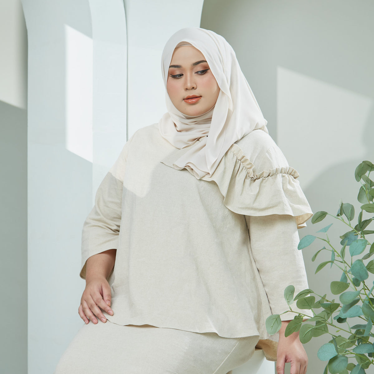Kayden Linen Kurung Set - Beige – YOUWEARMODESTY